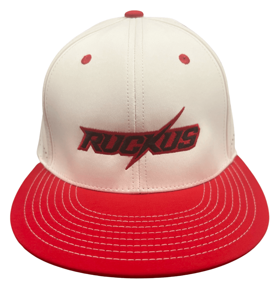 Suncoast Ruckus Lightweight Coolcore White/Red Hat - Suncoast Softball