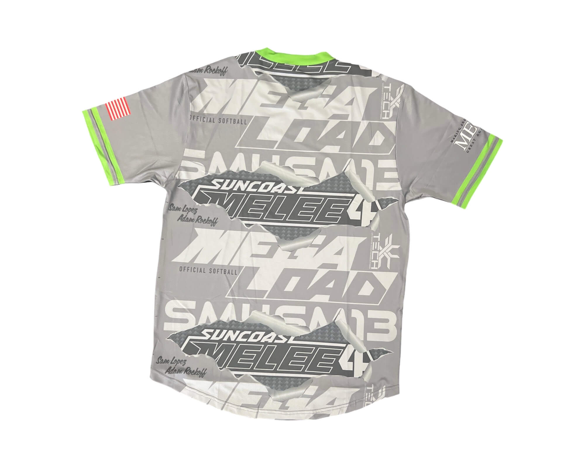 Suncoast Grey Lime Green S Full Sublimated Shirt SS - Suncoast Softball