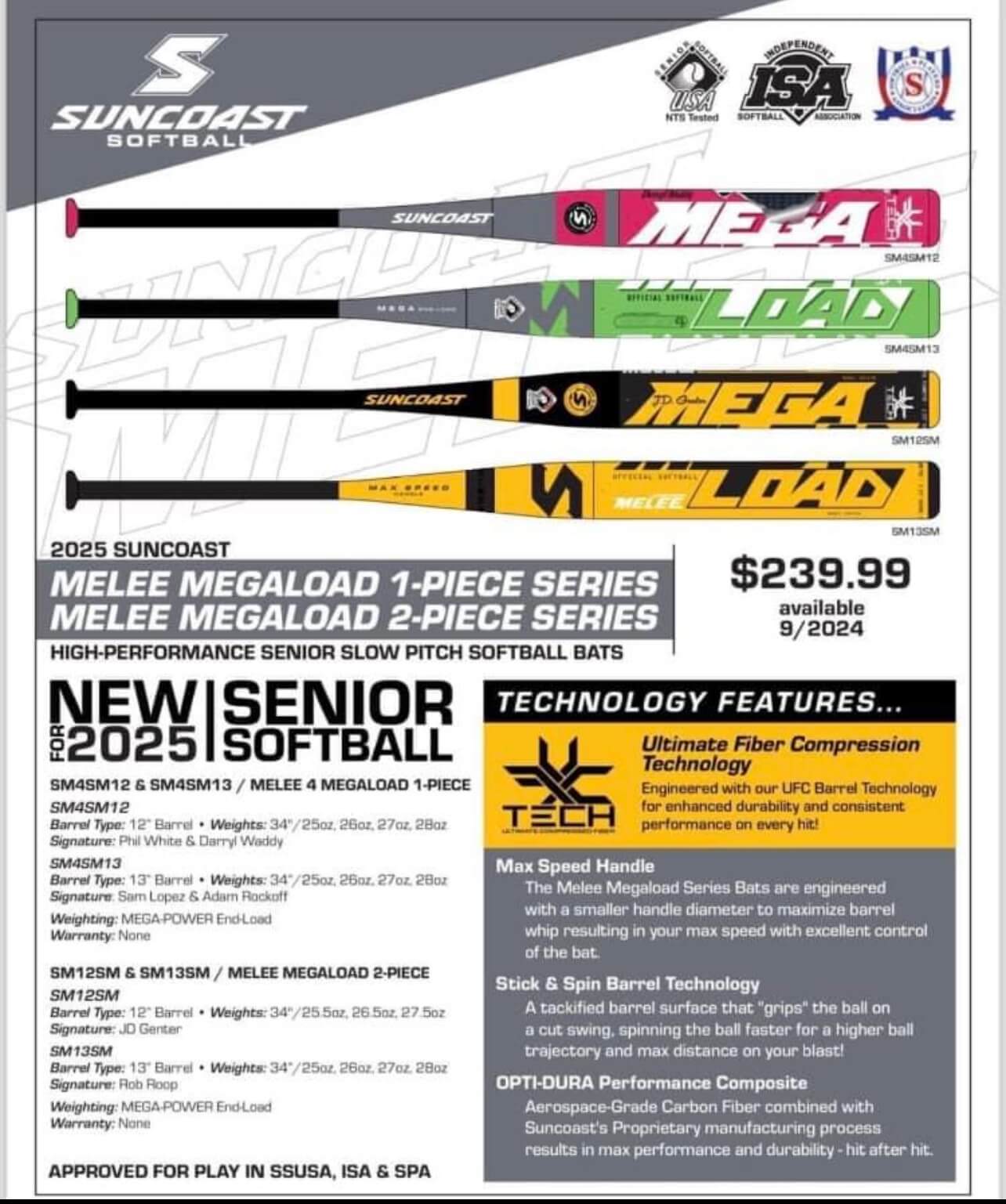 2025 SUNCOAST Melee MEGALOAD 12" 1-PIECE SENIOR SOFTBALL BAT - Suncoast ...