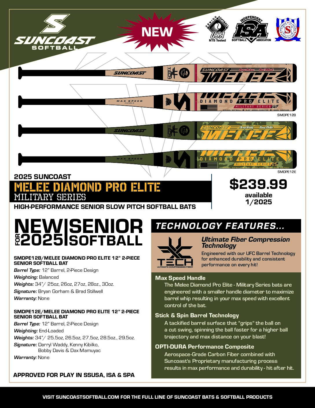 2025 SUNCOAST MELEE DIAMOND PRO ELITE 12” BALANCED - MILITARY SERIES 2 ...