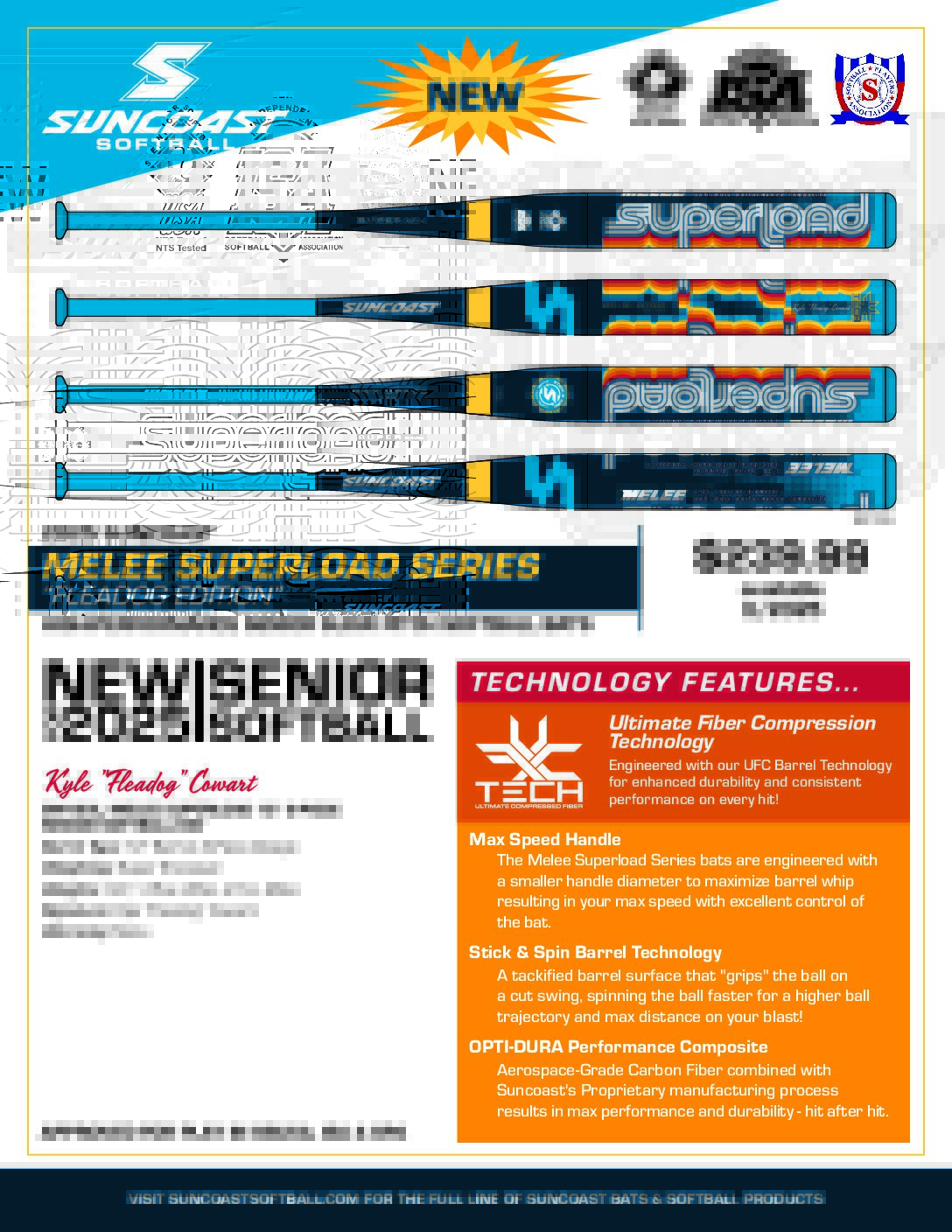 2025 SUNCOAST MELEE SUPERLOAD 12” 2-PIECE SENIOR SOFTBALL BAT “FLEADOG ...