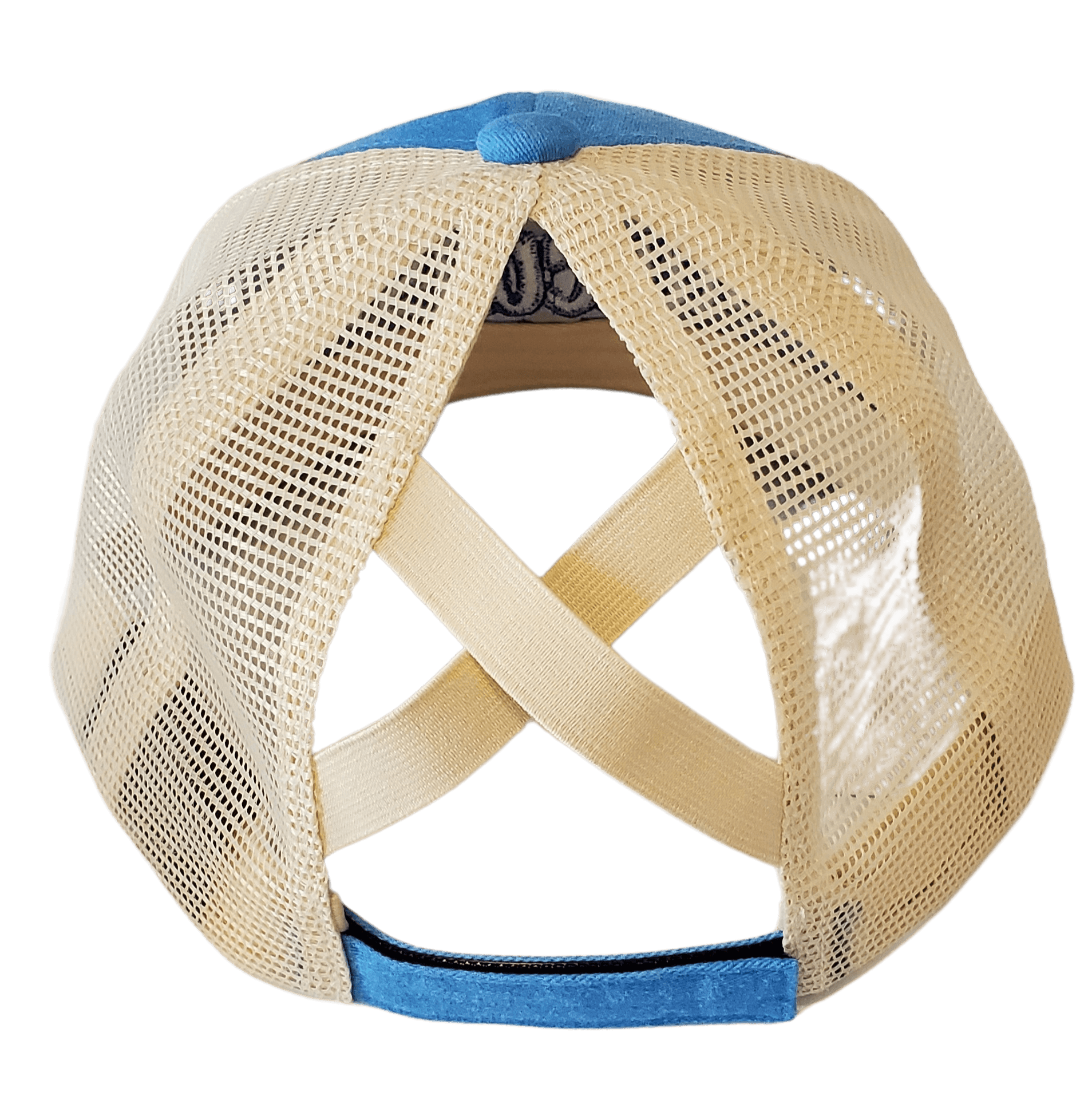 Ladies Ponytail Cap Sand/Blue Suncoast - Suncoast Softball